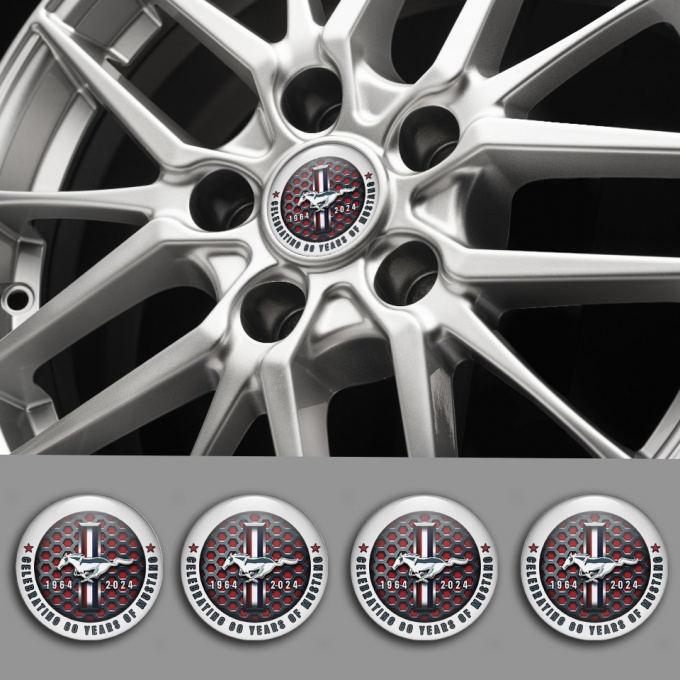 Ford Mustang Emblems for Wheel center caps 60 Years Grey | Wheel ...