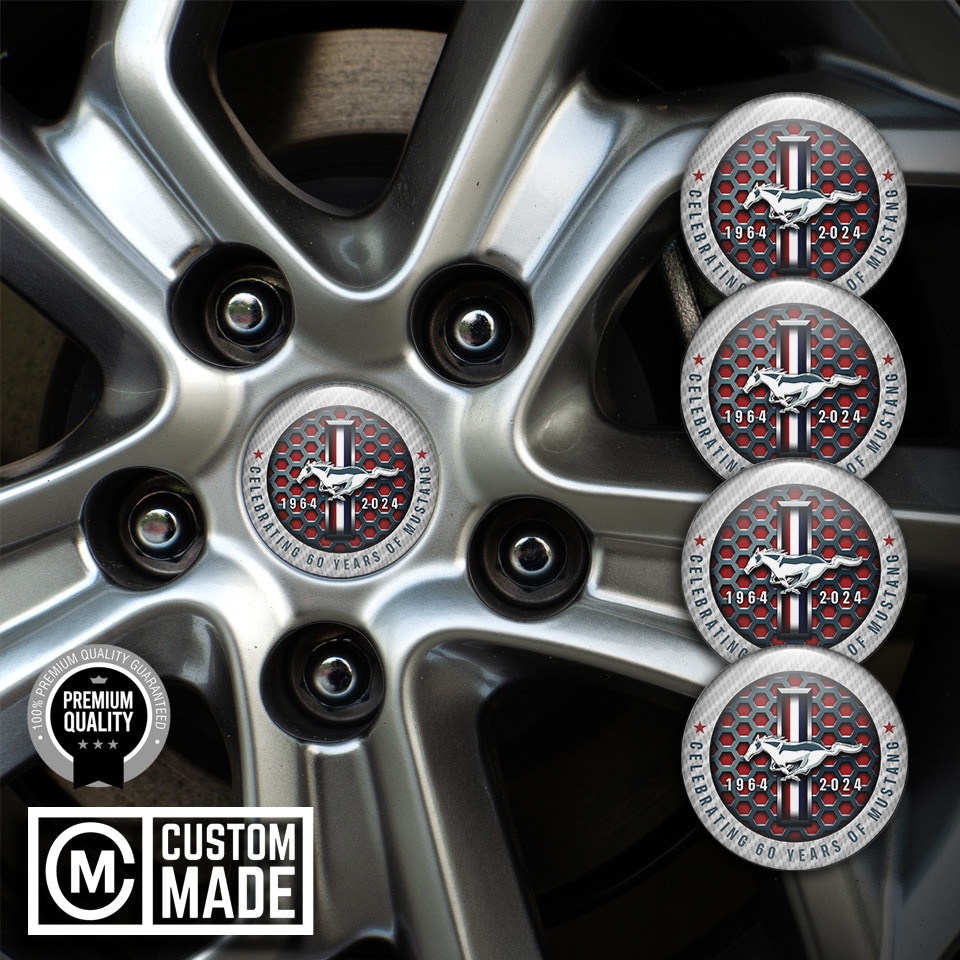 Ford Mustang Emblems for Wheel center caps Gray carbon ring with ...