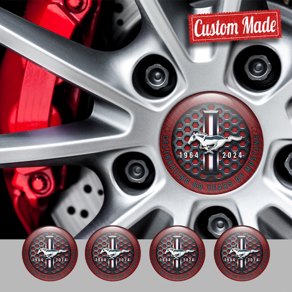 Ford Mustang Wheel Emblems Red carbon ring | Wheel Emblems | Stickers ...