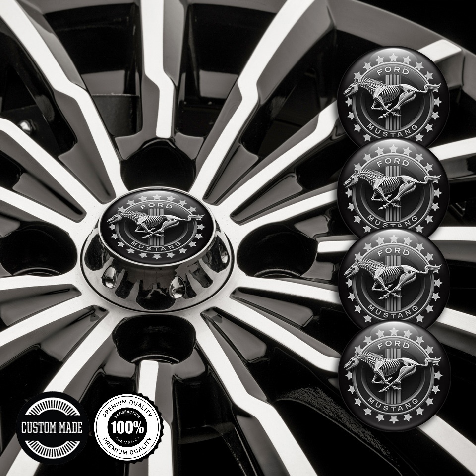 Ford Mustang Wheel Stickers for Center Caps black | Wheel Emblems ...