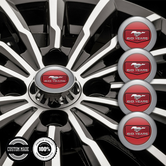 Ford Mustang Center Caps Wheel Emblem 60 Years red | Wheel Emblems ...