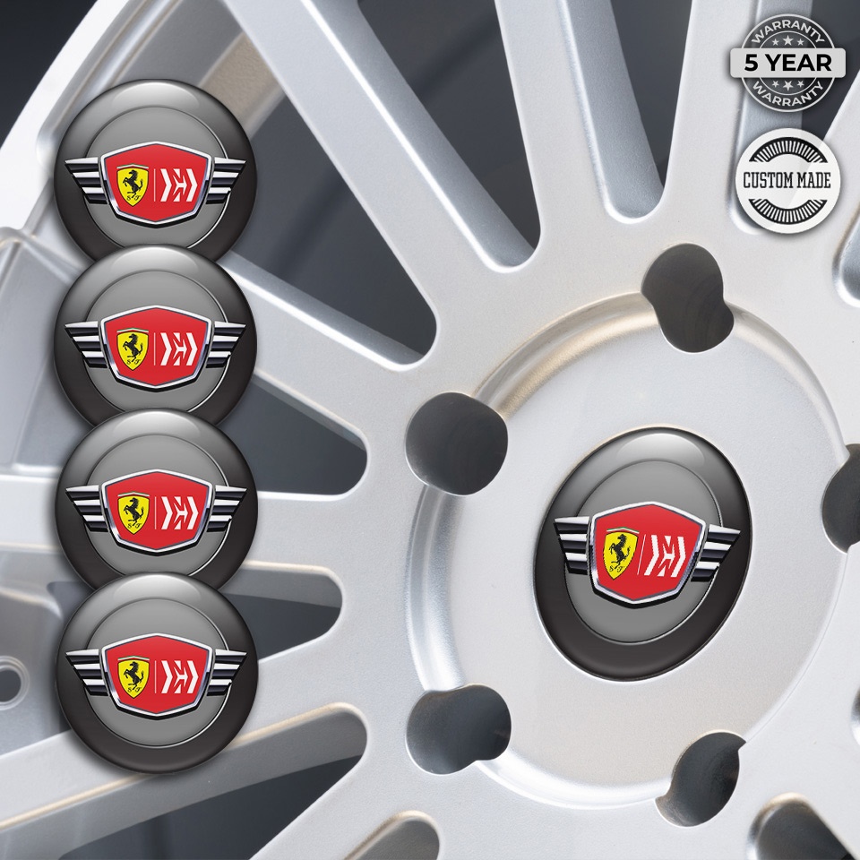 Ferrari Emblem for Center Caps Gray and Black with Red logo | Wheel ...
