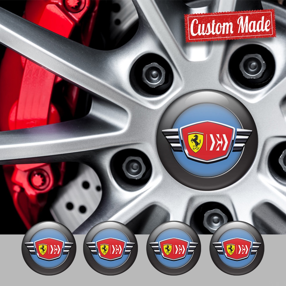 Ferrari Center Caps Wheel Emblem Background Blue | Wheel Emblems ...