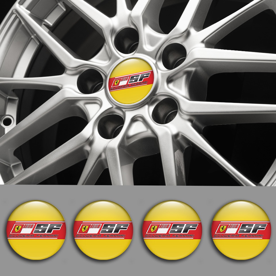 Ferrari Center Caps Wheel Emblem Design Yellow SF | Wheel Emblems ...
