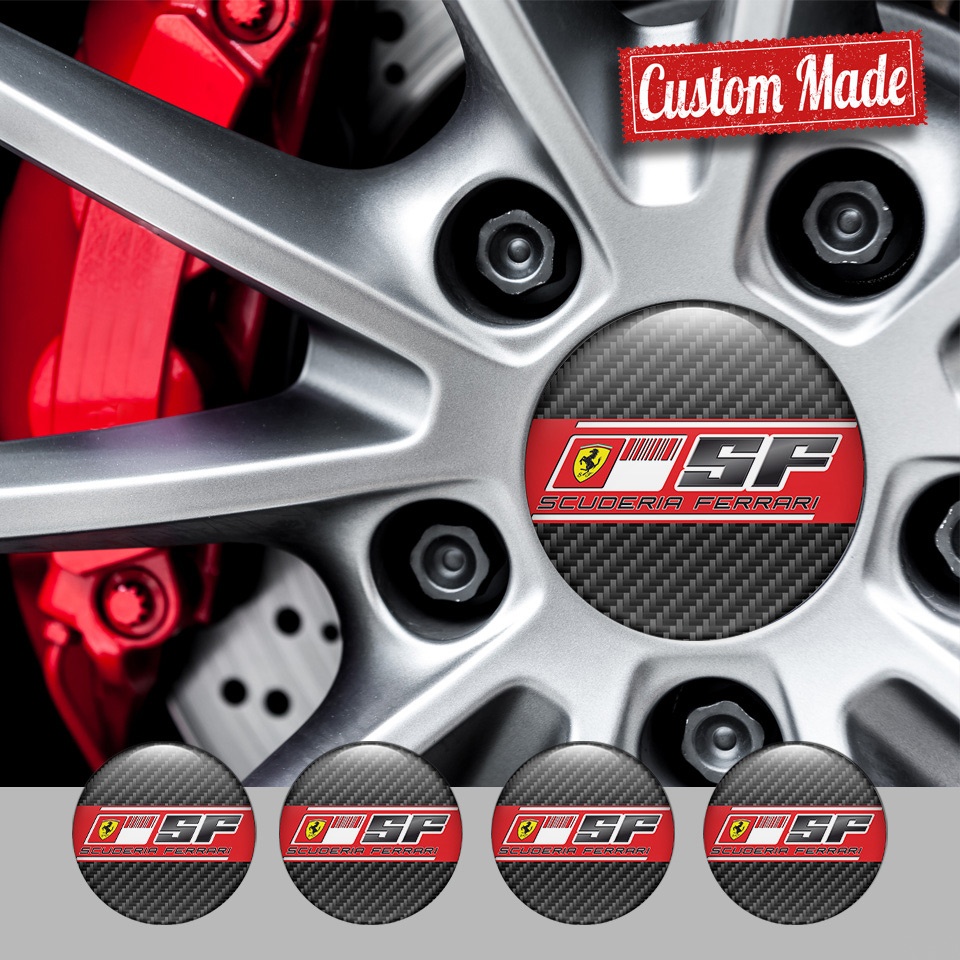 Ferrari Emblem for Wheel center caps carbon Black SF | Wheel Emblems ...