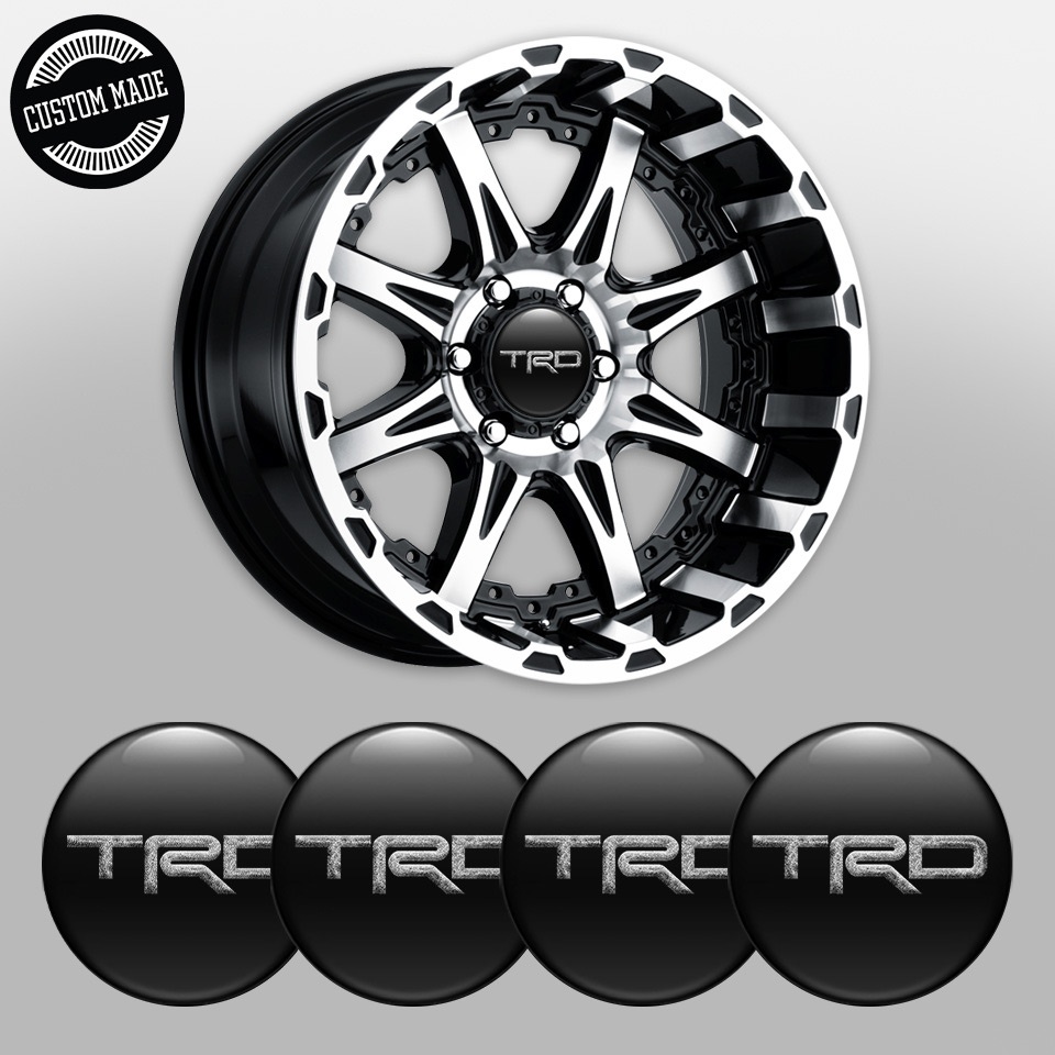 Toyota TRD Domed Stickers for Wheel center caps Black with gray logo ...