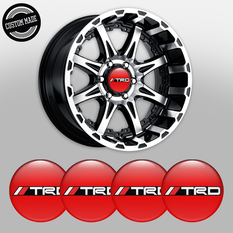 Toyota TRD Wheel Emblems light Red With Black and white logo | Wheel ...