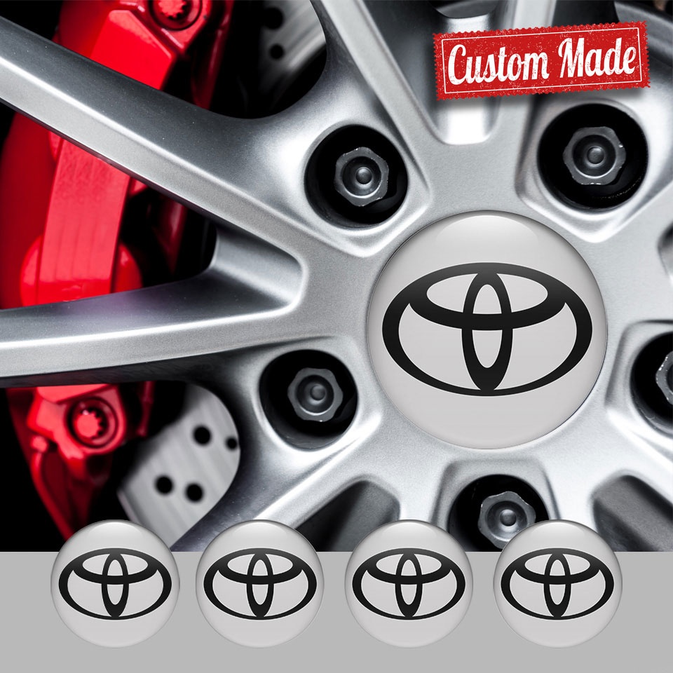 Toyota Emblems for Wheel Center Caps Grey Black Edition | Wheel Emblems ...