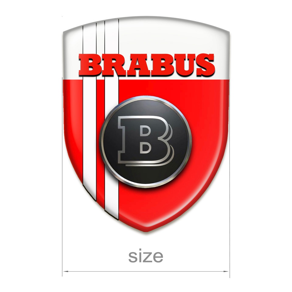 Brabus Car Interior Badge White Red Design | Domed Emblems | Stickers ...