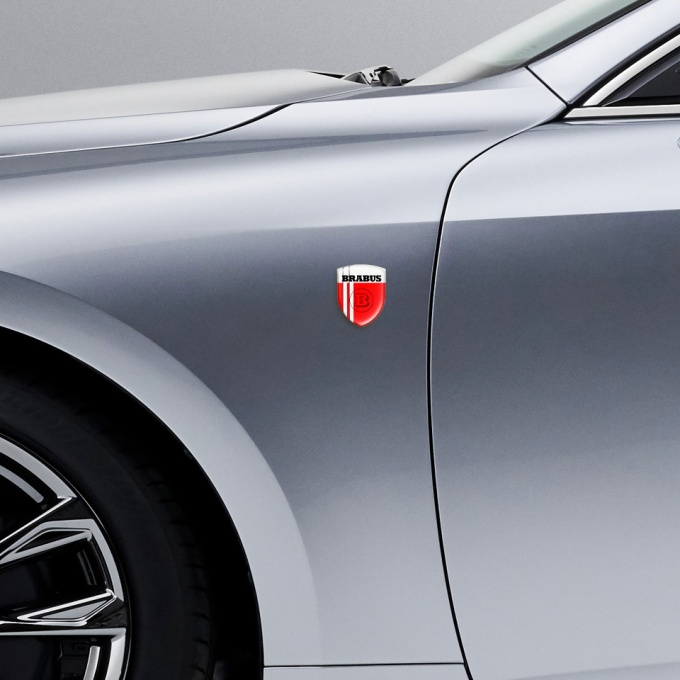 Brabus Self Adhesive Car logo Emblem Red White Base Black Logo | Domed ...