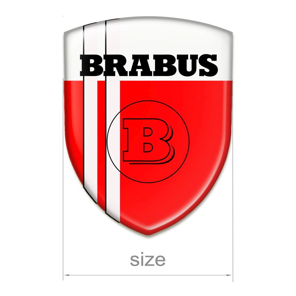 Brabus Self Adhesive Car logo Emblem Red White Base Black Logo | Domed ...