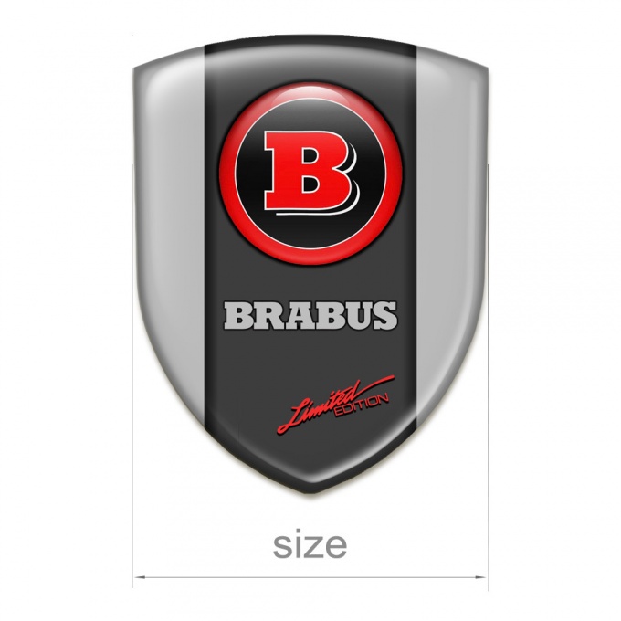 Brabus Emblem Exterior Gray Base Graphit Panel with Red Logo | Domed ...