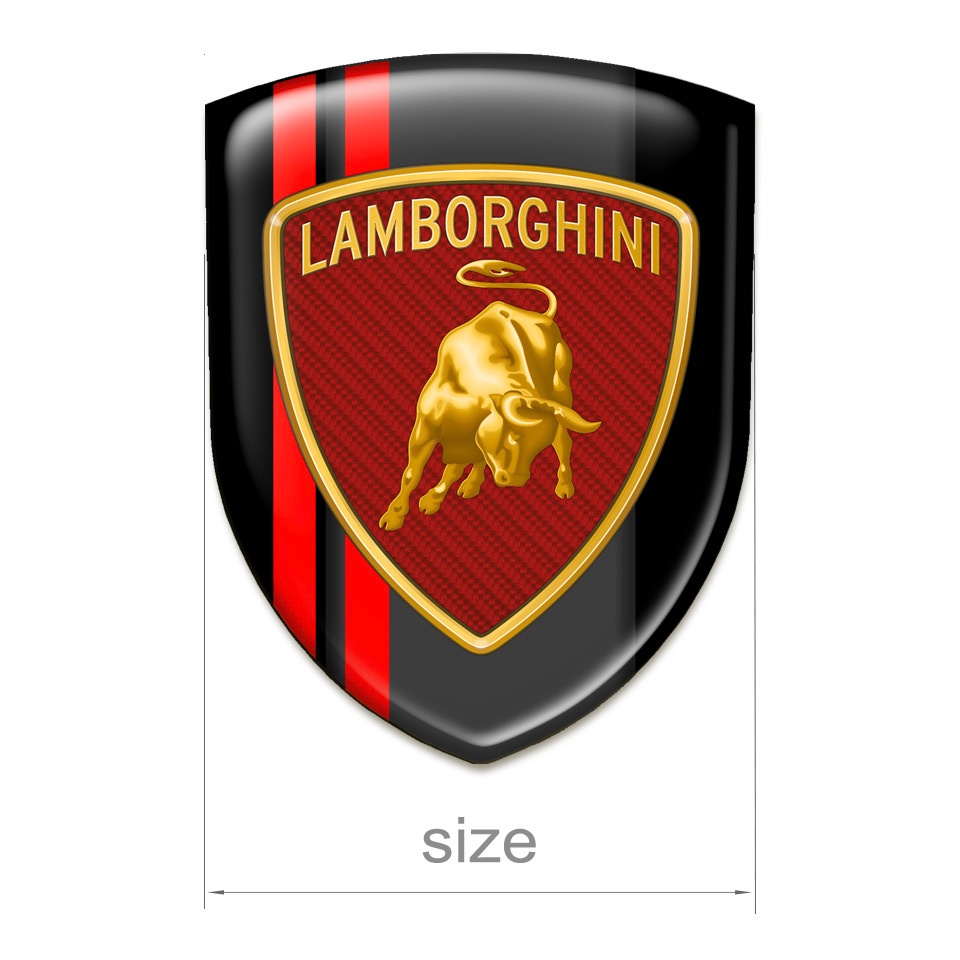 Lamborghini Silicone Car Decal Badge Black with Red Lines Base and Red ...