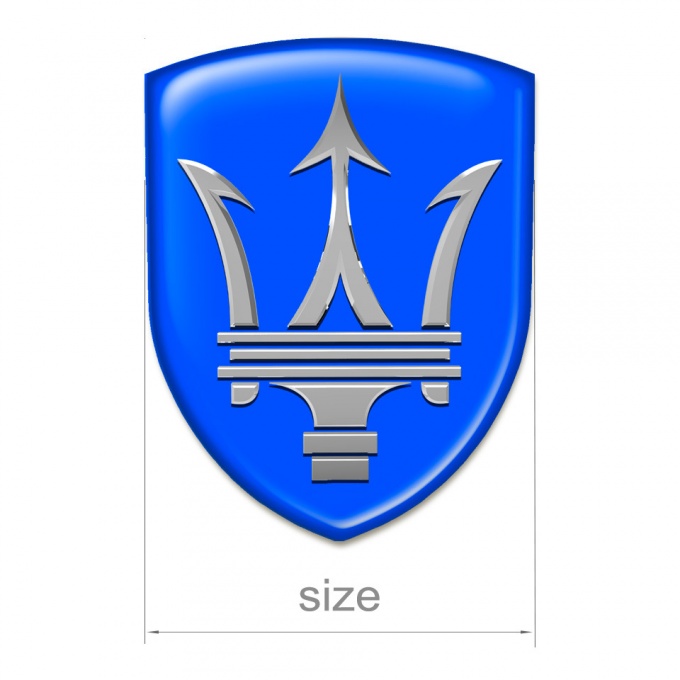 Maserati Self Adhesive Emblem Logo Blue Base Big Logo | Domed Emblems ...