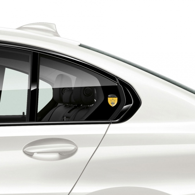 Maserati Emblem Interior Yellow Black Base Grey Logo | Domed Emblems ...