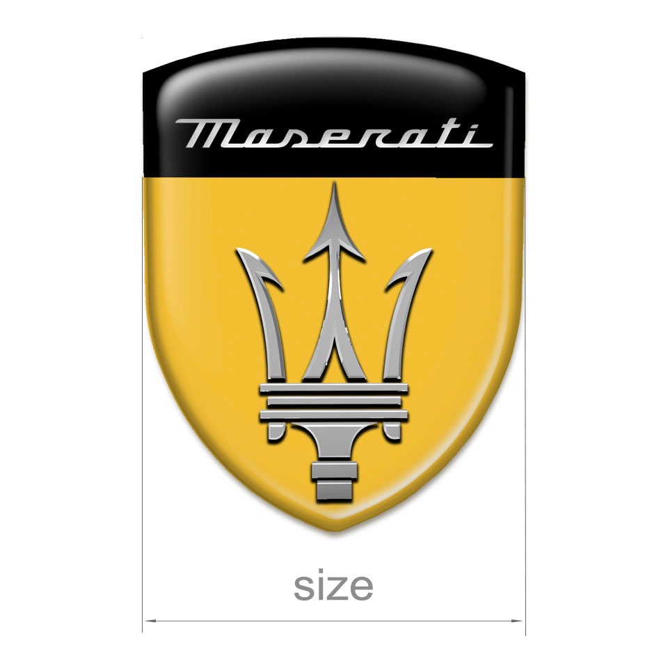 Maserati Emblem Interior Yellow Black Base Grey Logo | Domed Emblems ...