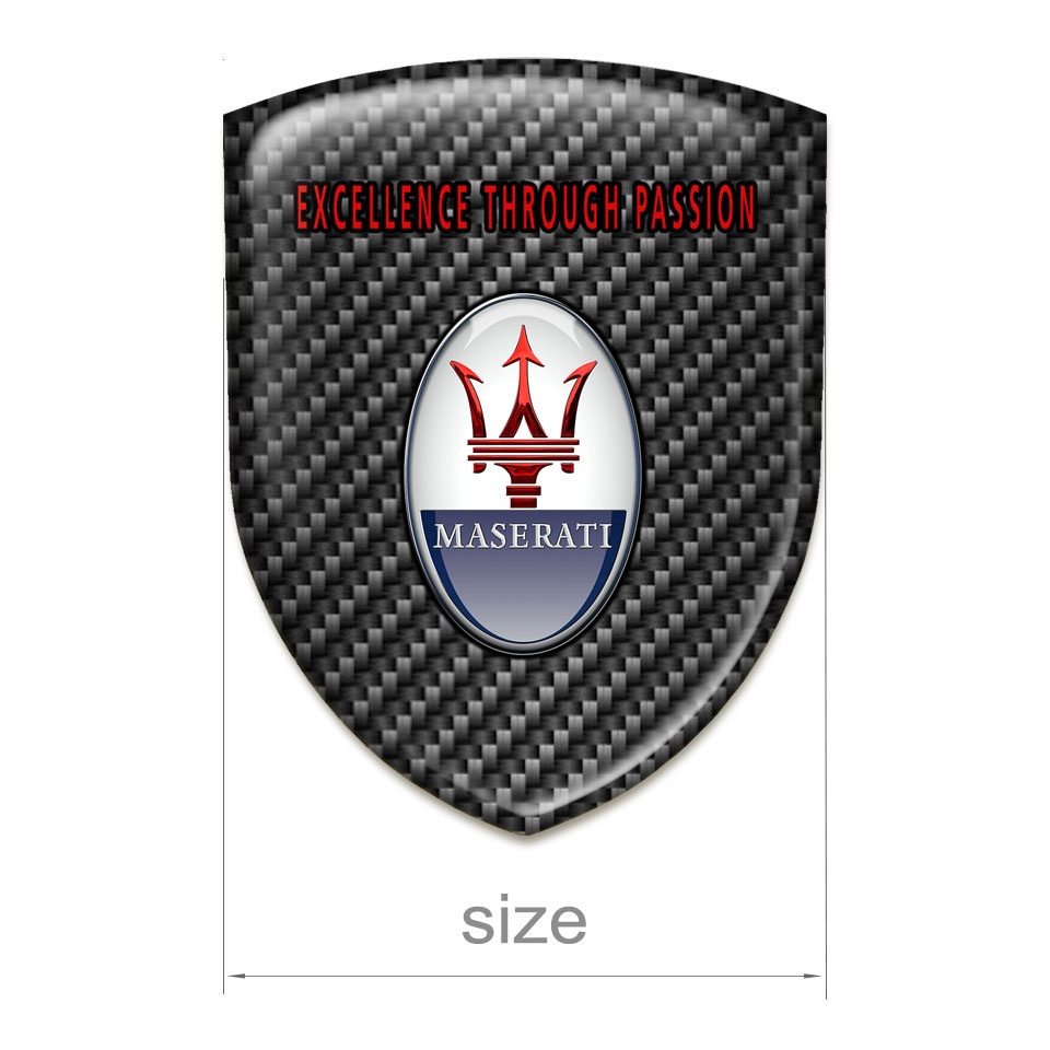 Maserati Car Accessories Badge carbon Base Red Label Logo | Domed ...