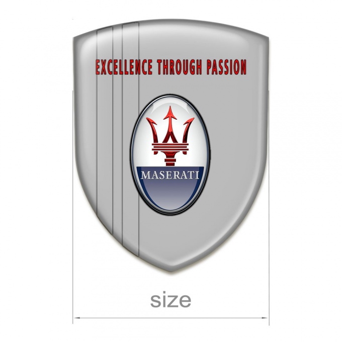 Maserati Tuning Emblem Grey Print and Red Logo Label | Domed Emblems ...
