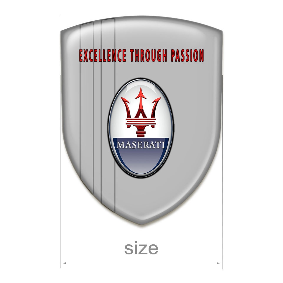 Maserati Tuning Emblem Grey Print and Red Logo Label | Domed Emblems ...