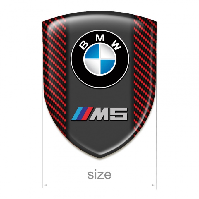 BMW M5 Tuning Emblem High End Red Carbon Version | Domed Emblems ...