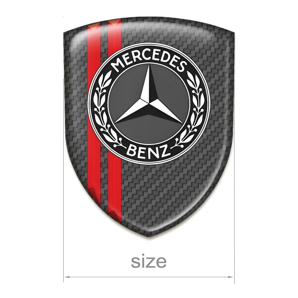 Mercedes Benz Car Interior Badge Carbon with Red Lines Style | Domed ...
