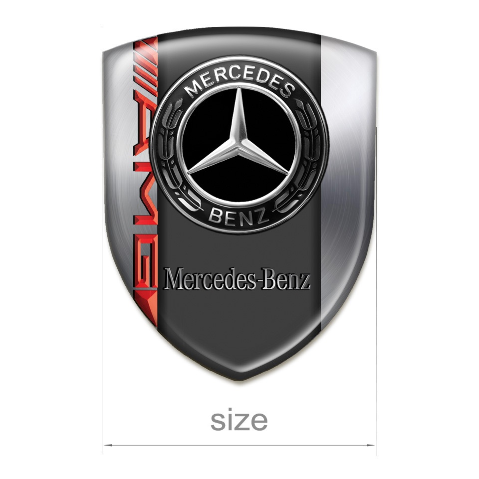 Mercedes Benz Silicone Badge Metalloic Effect Base AMG Style | Domed ...