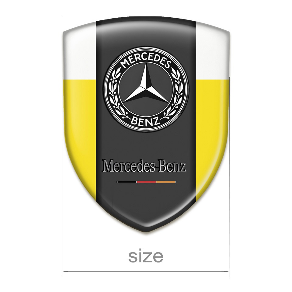 Mercedes Benz Emblem Badge Logo Yellow White Version | Domed Emblems ...