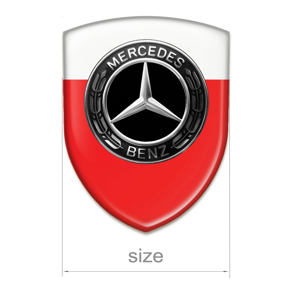 Mercedes Benz Resin Sticker Red White Print Style | Domed Emblems ...