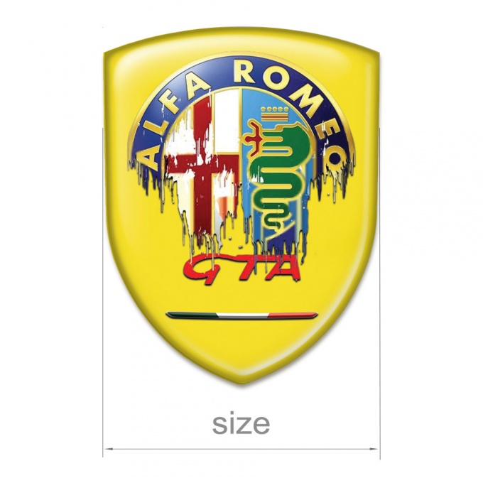Alfa Romeo Silicone Emblem Yellow Base GTA Style | Domed Emblems ...