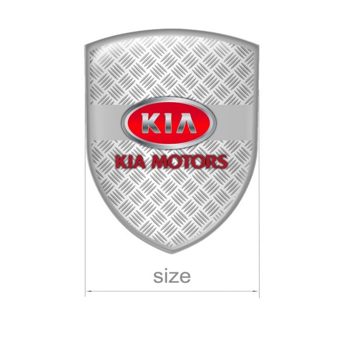 Kia Shield Silicone Sticker Metal Effect Red Logo | Domed Emblems ...