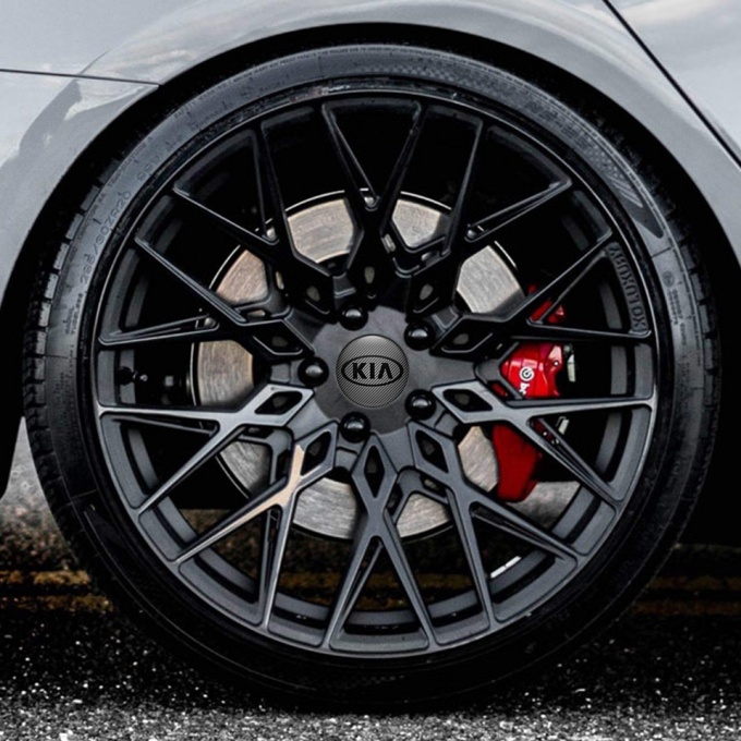 Kia Wheel Center Caps Emblem Carbon Style | Wheel Emblems | Stickers ...
