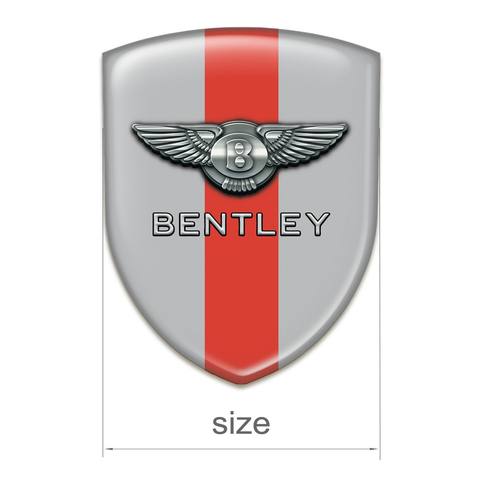 Bentley Silicone Car Decal Badge Gray with Red Band Base Chrome Logo ...