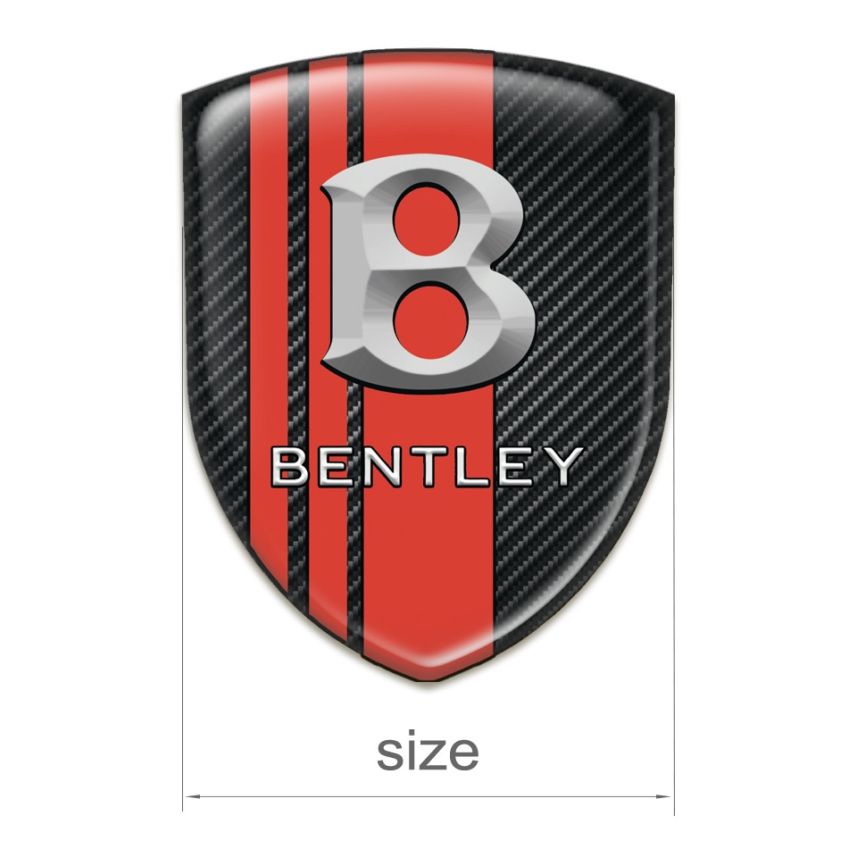 Bentley Logo Emblem Black Carbon with Red Bands and 3D Logo | Domed ...