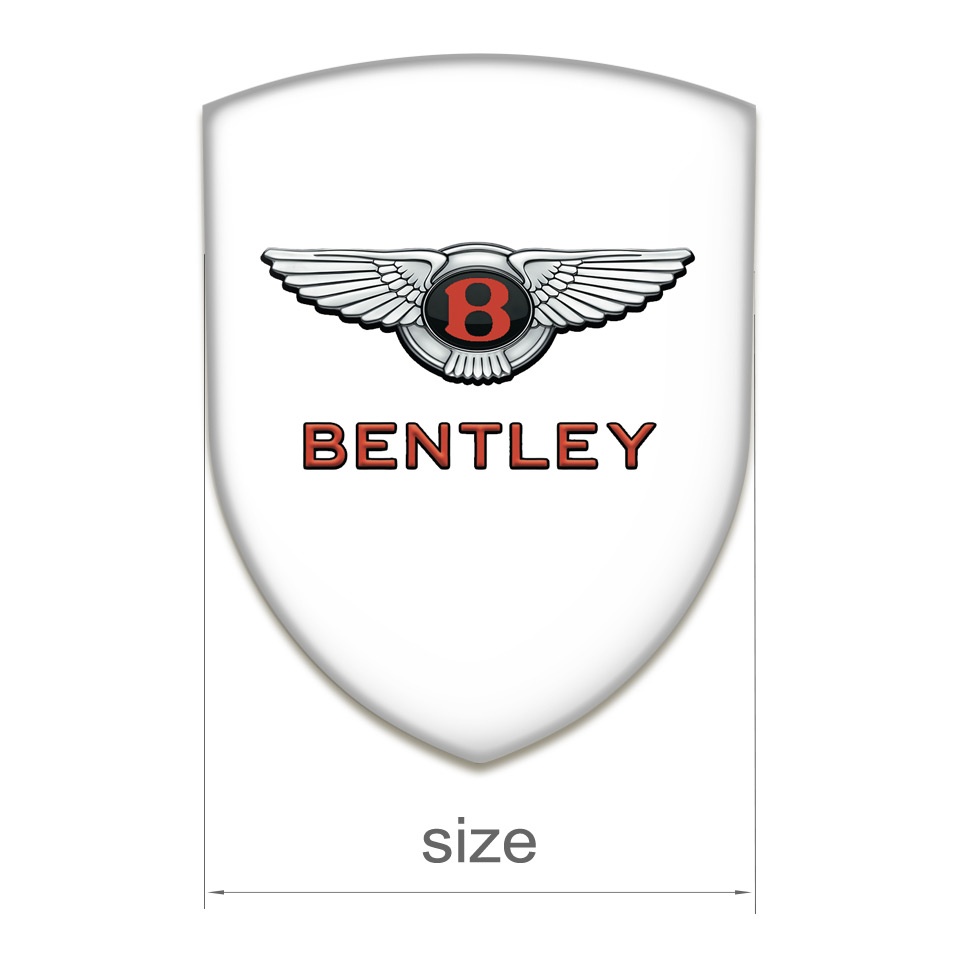 Bentley Emblem Badge Logo White Model with Gray Red Logo | Domed ...