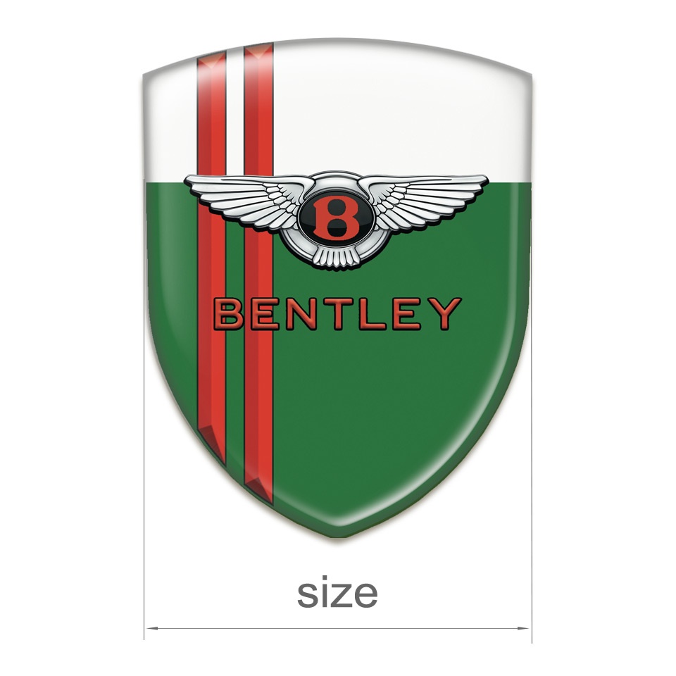 Bentley Logo Emblem Green White with Red Lines and Classic Logo | Domed ...