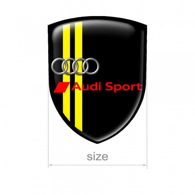 Audi Shield Silicone Emblem Sport Black Yellow Line | Domed Emblems ...