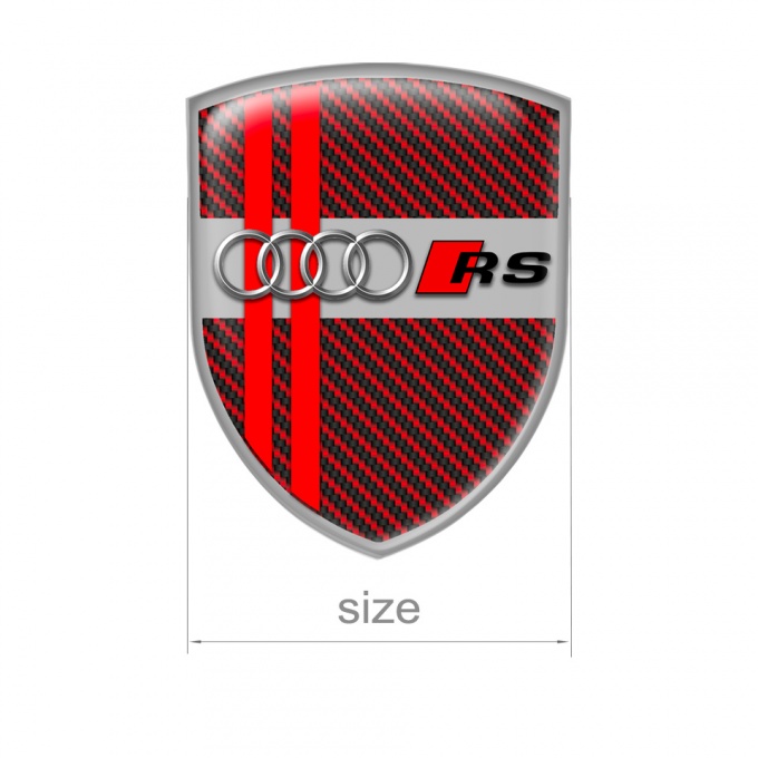 Audi RS Shield Silicone Sticker Grey with Red Carbon | Domed Emblems ...