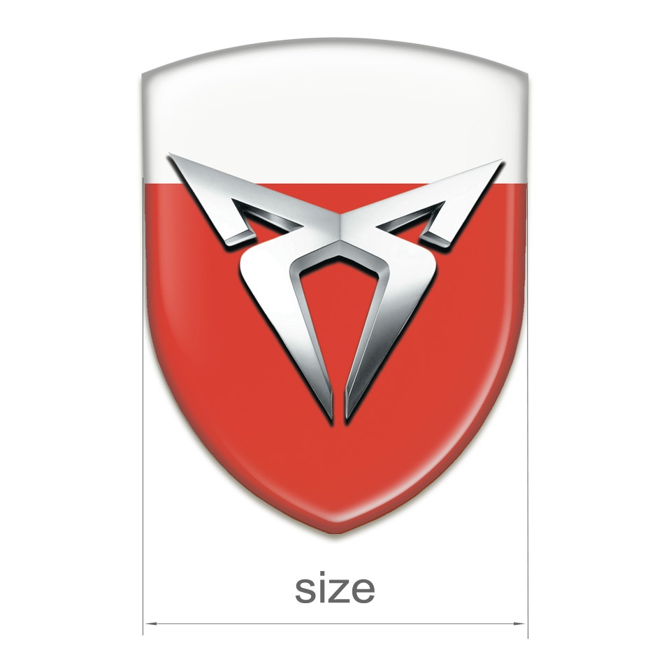 Seat Cupra 3D Gel Emblem Red White Base Silver Logo | Domed Emblems ...