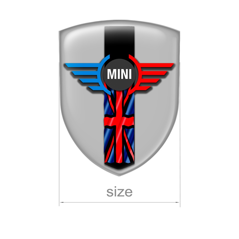 Mini Cooper Shield Silicone Emblem Grey UK Flag | Domed Emblems ...