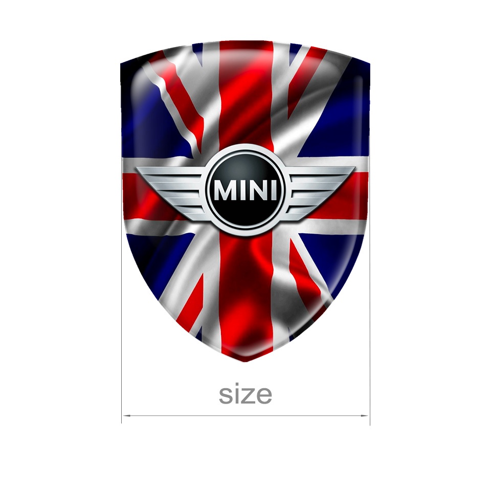 Mini Cooper Shield Silicone Emblem 3D UK Flag | Domed Emblems ...