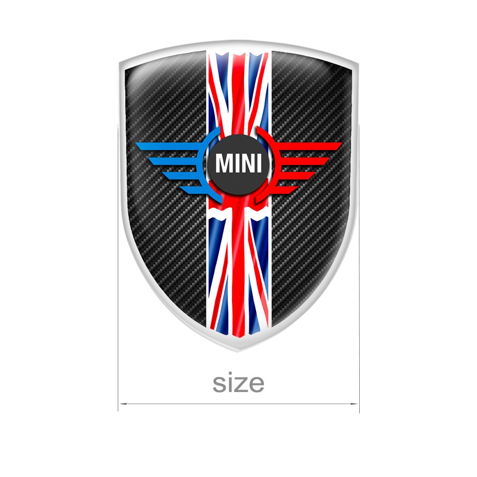 Mini Cooper Silicone Emblem Simple Logo UK Flag Carbon | Domed Emblems ...