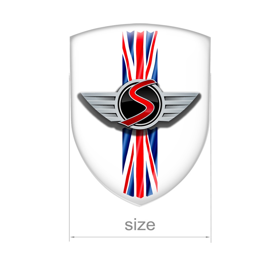 Mini Cooper S Line Silicone Emblem Simple Logo UK Flag White | Domed ...