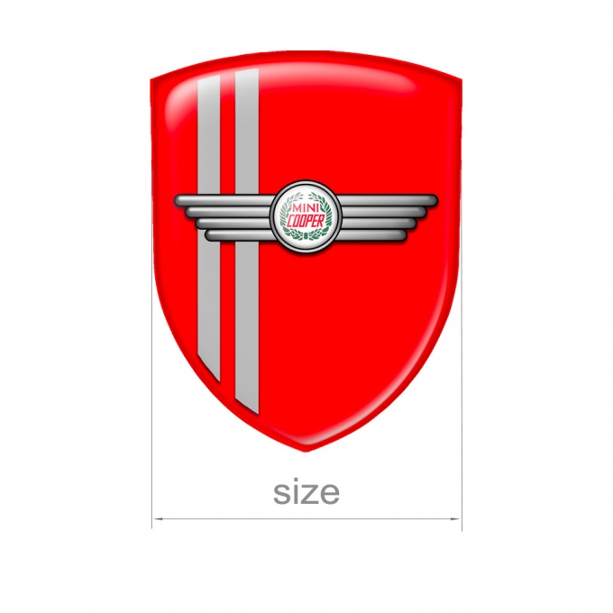 Mini Cooper Emblem Silicone Shield Red Old Logo | Domed Emblems ...