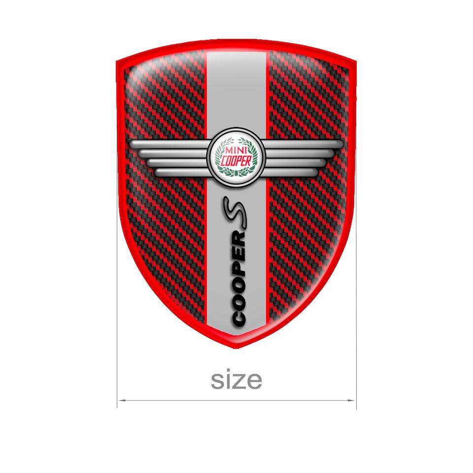 Mini Cooper S Emblem Silicone Shield Red Carbon Edition | Domed Emblems ...