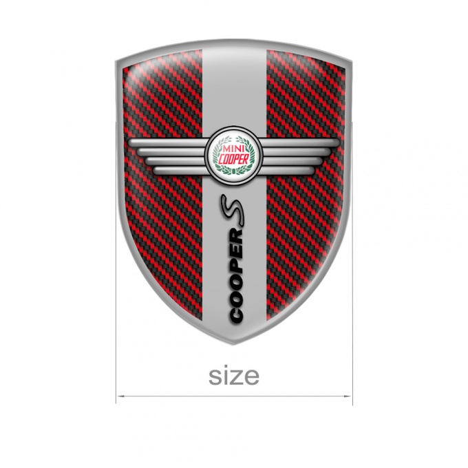 Mini Cooper S Shield Emblem Silicone Red Carbon Edition | Domed Emblems ...