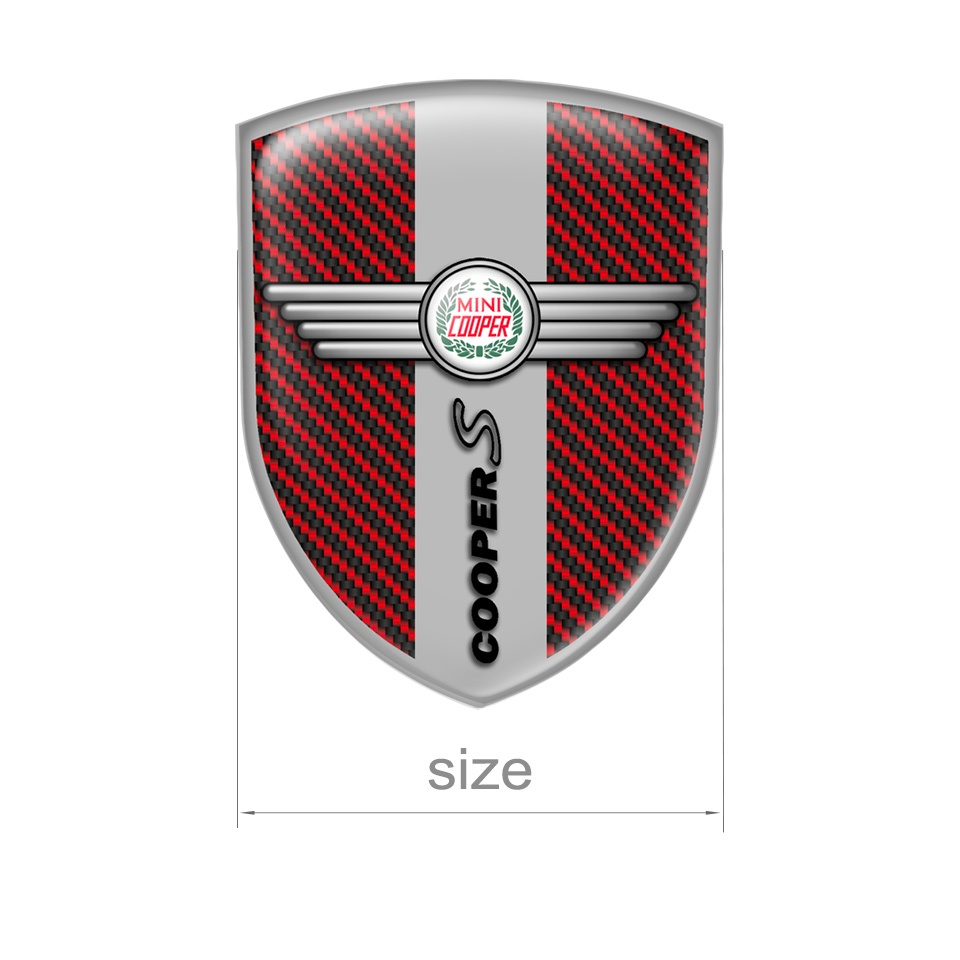 Mini Cooper S Shield Emblem Silicone Red Carbon Edition | Domed Emblems ...