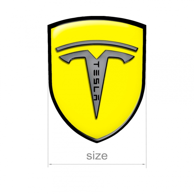 Tesla Shield Emblem Silicone Yellow Edition | Domed Emblems | Stickers ...