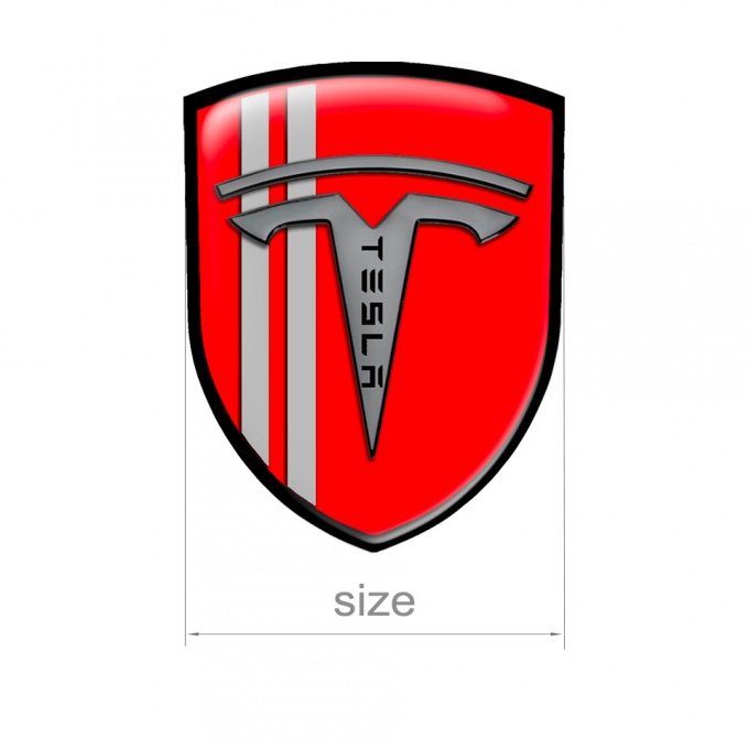 Tesla Shield Emblem Silicone Red Line Edition | Domed Emblems ...