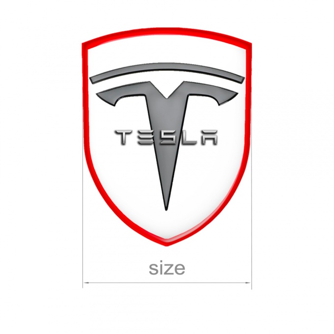 Tesla Shield Emblem Silicone White Red Edition | Domed Emblems ...