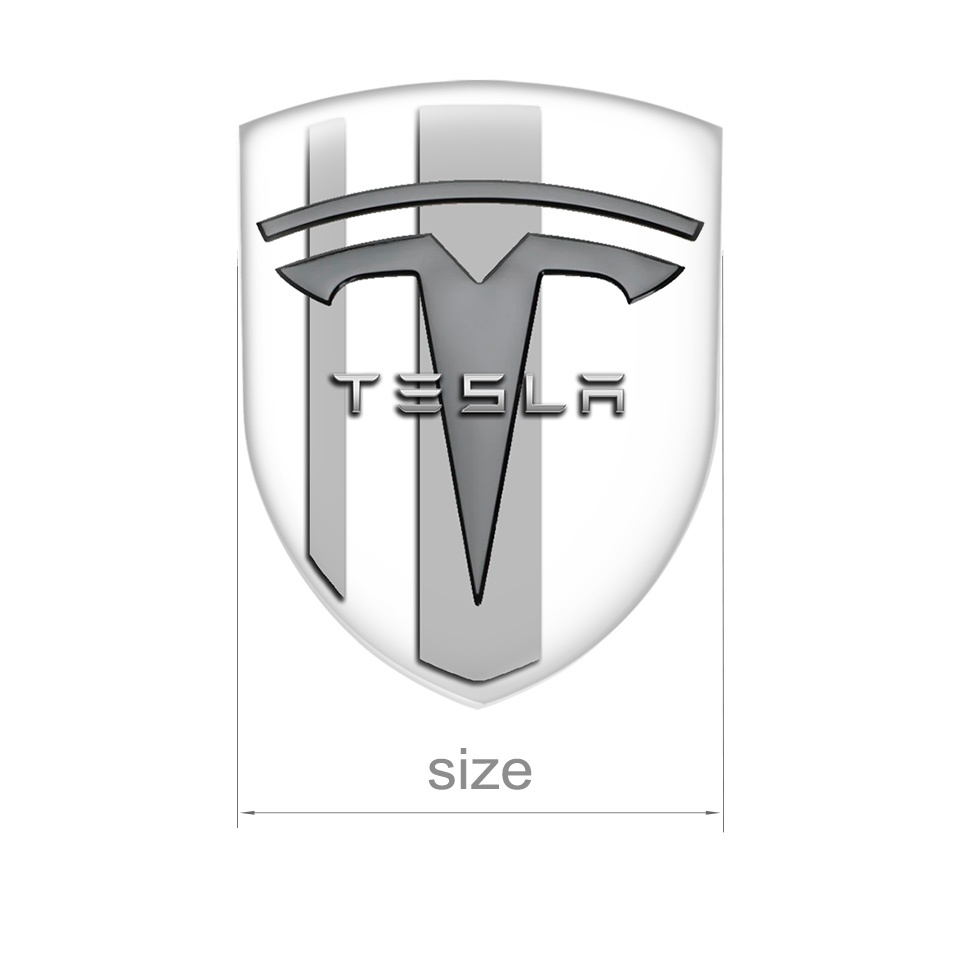 Tesla Shield Emblem Silicone White Grey Line Edition | Domed Emblems ...